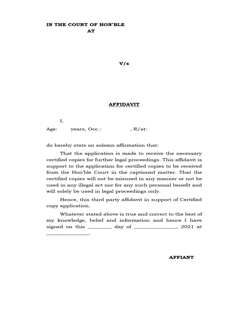 Third Party Affidavit of Certified Copy 2 | PDF