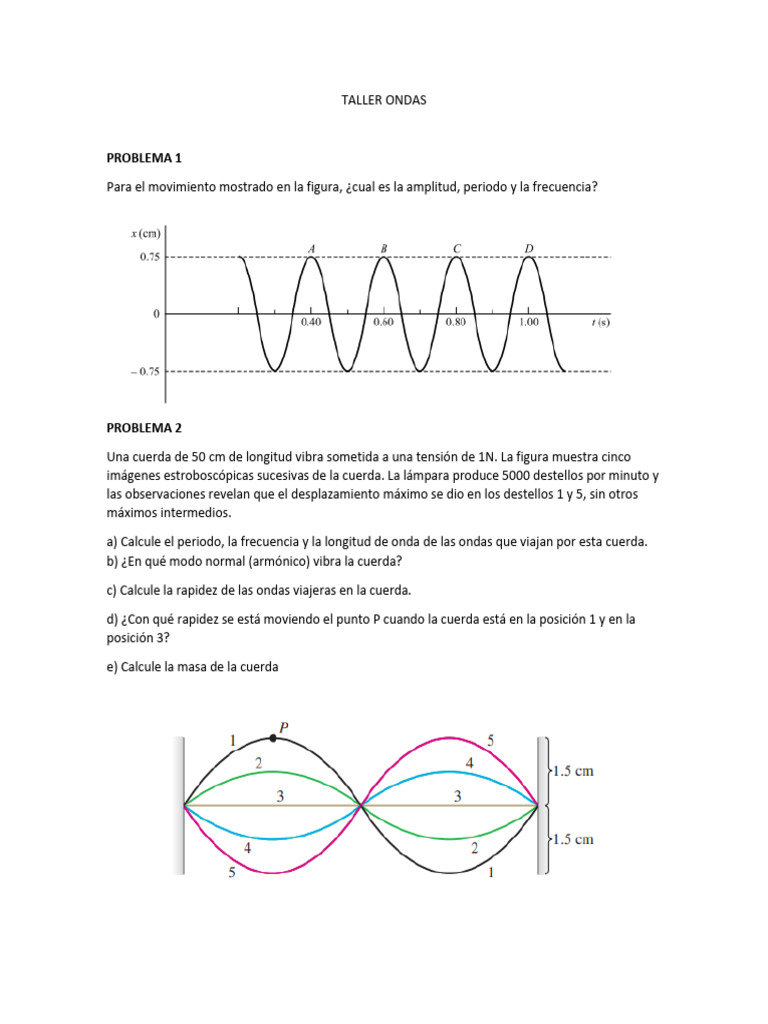 Taller Ondas Transverslaes y Longitudinales 1 | Descargar gratis PDF | Olas | Frecuencia