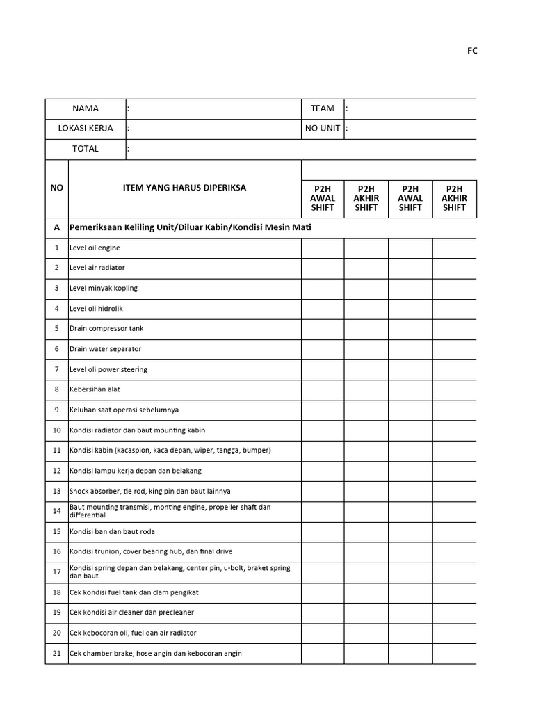FORM P2H UNIT TRL | PDF