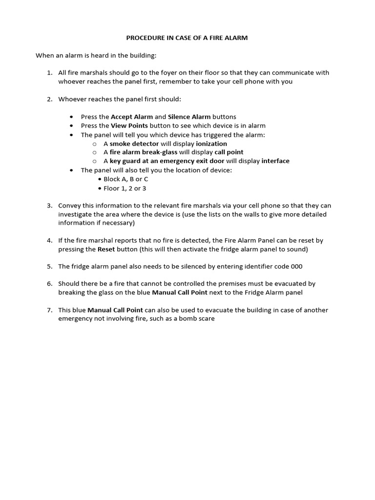 Fire Alarm Procedure | PDF