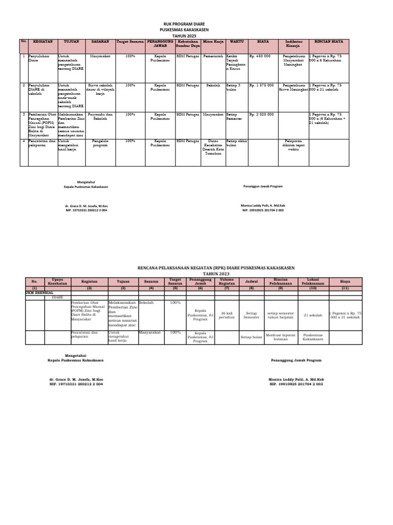 RUK Dan RPK DIARE 2023 | PDF