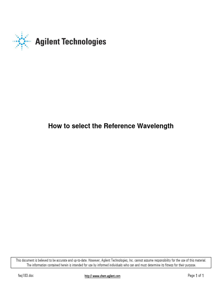 Reference Wavelength Selection Guide | PDF
