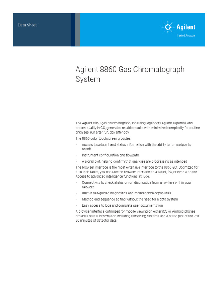 Agilent 8860 Gas Chromatograph Overview | PDF | Science & Mathematics ...