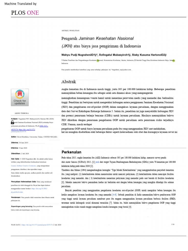 Jurnal Tentang Pengaruh JKN Atas Biaya Jasa Pengiriman Di Indonesia | PDF | Sains & Matematika