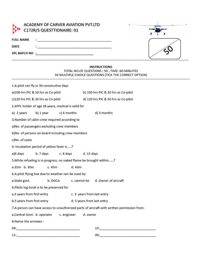 C172R/S Aviation Questionnaire Guide | PDF | Instrument Flight Rules ...