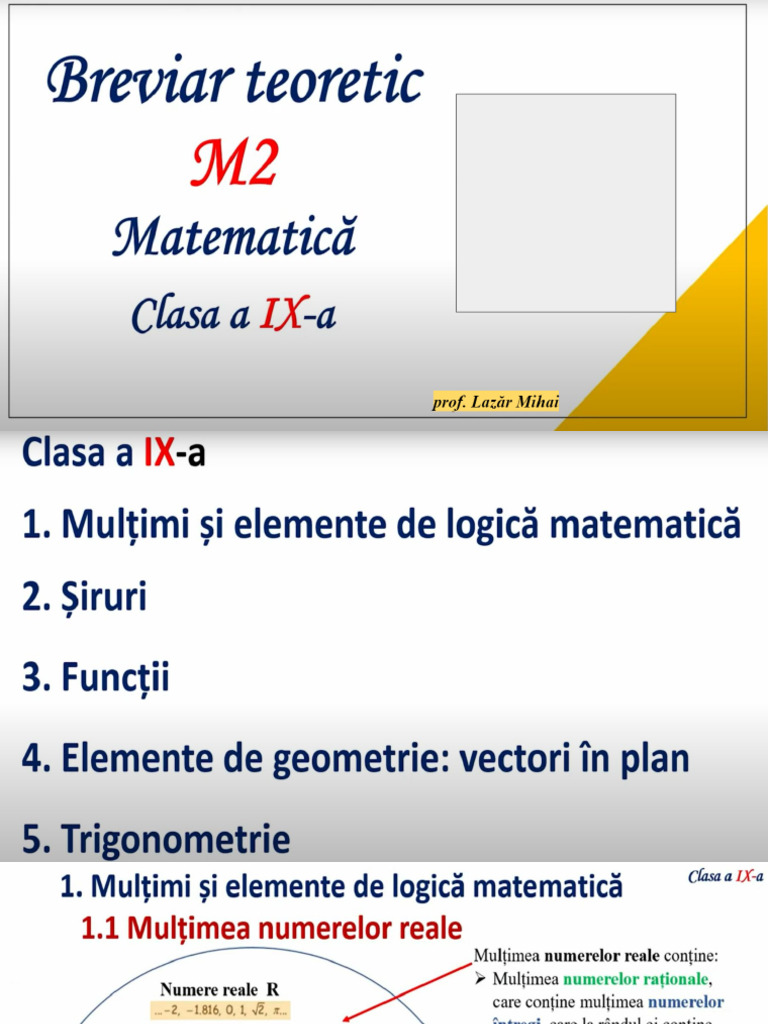 Breviar Teoretic Clasa 9 Matematică M2 | PDF