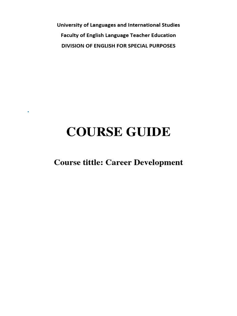 ENG3098.Career Development. Course Guide | PDF
