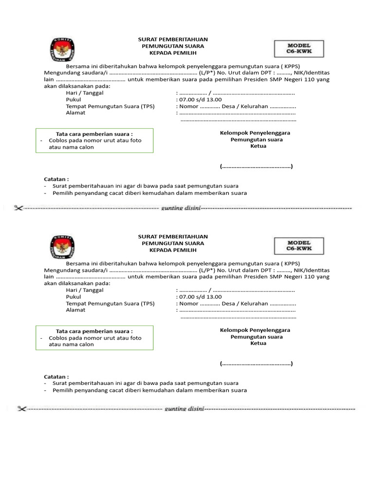 SURAT UNDANGAN PEMILU | PDF