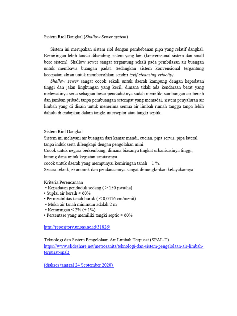 Sistem Riol Dangkal | PDF