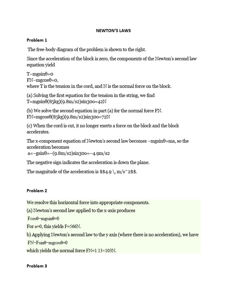 Exercises - Chapter 02 | PDF | Force | Acceleration