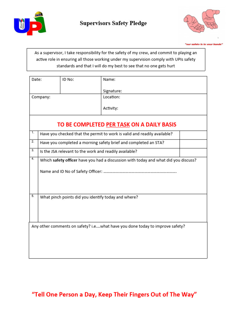 Supervisors Safety Pledge | PDF