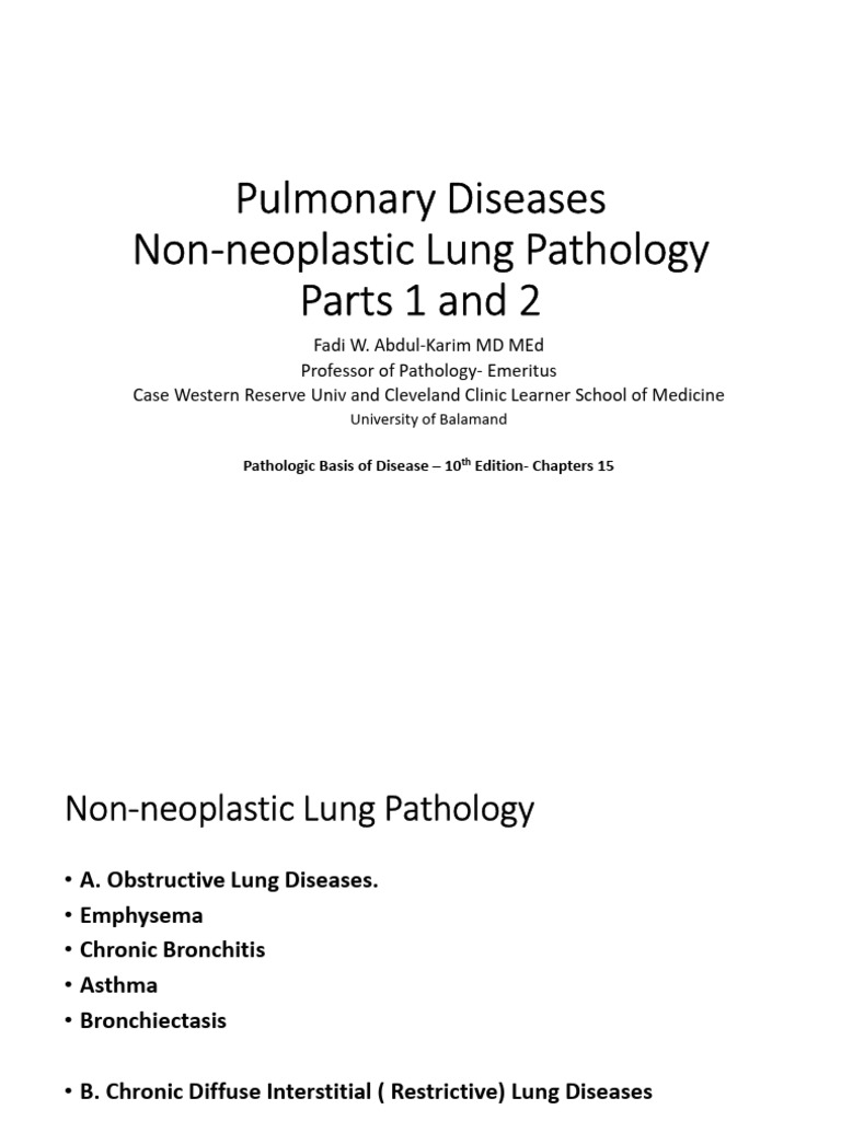 Part 1 & 2 - Pulmonary Disease & Non-Neoplastic Lung Pathology | PDF ...
