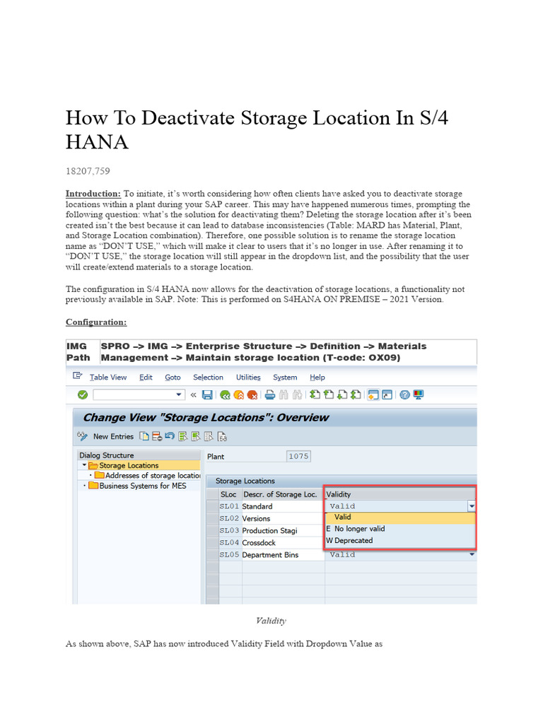 How To Deactivate Storage Location in S4 | PDF | Computer Data | Computer Science
