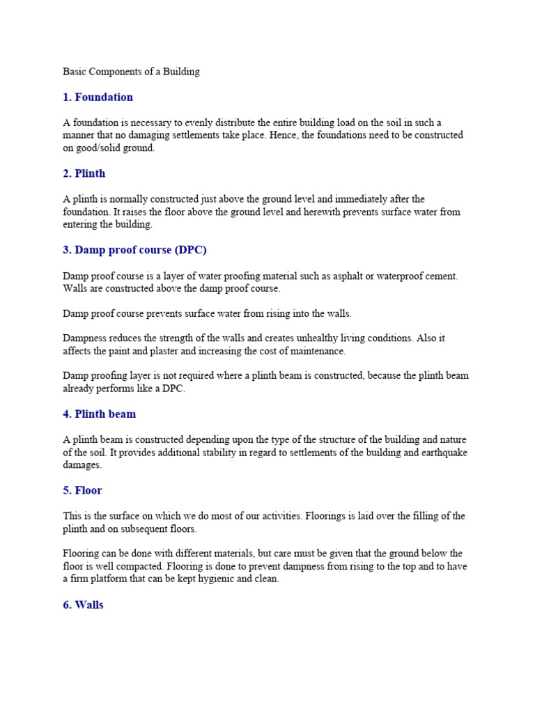 Key Components of Building Construction | PDF | Foundation (Engineering ...