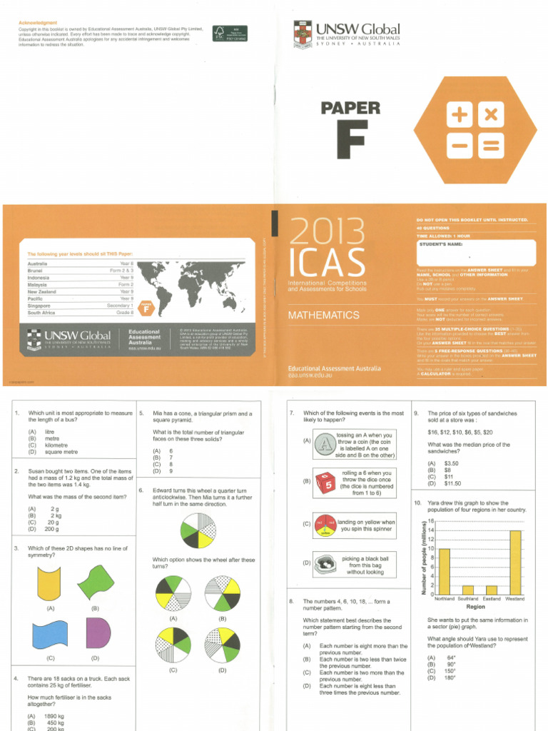 ICAS Maths F 2013 | PDF