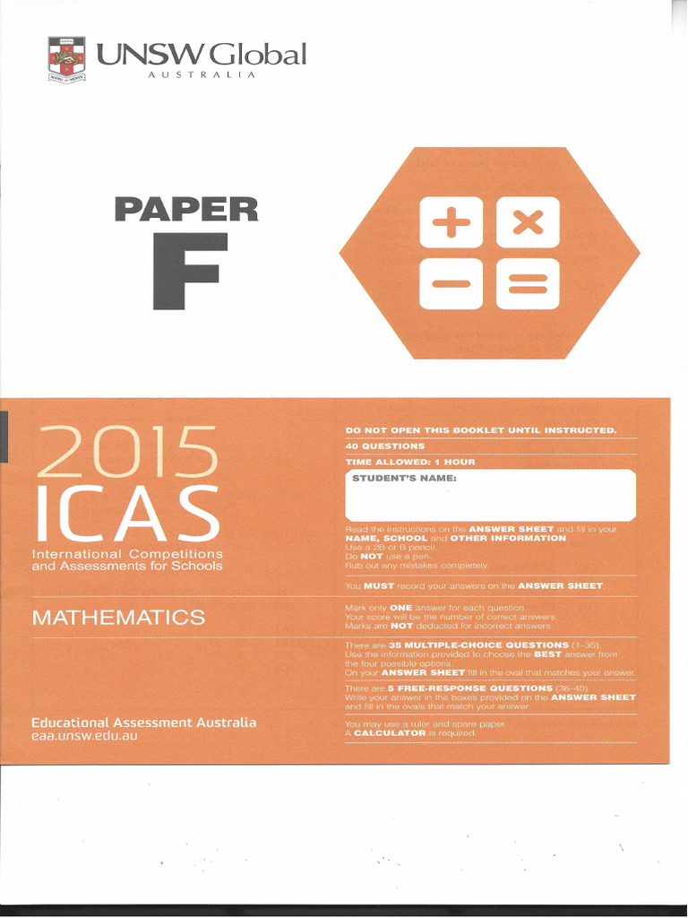 ICAS Maths F 2015 | PDF