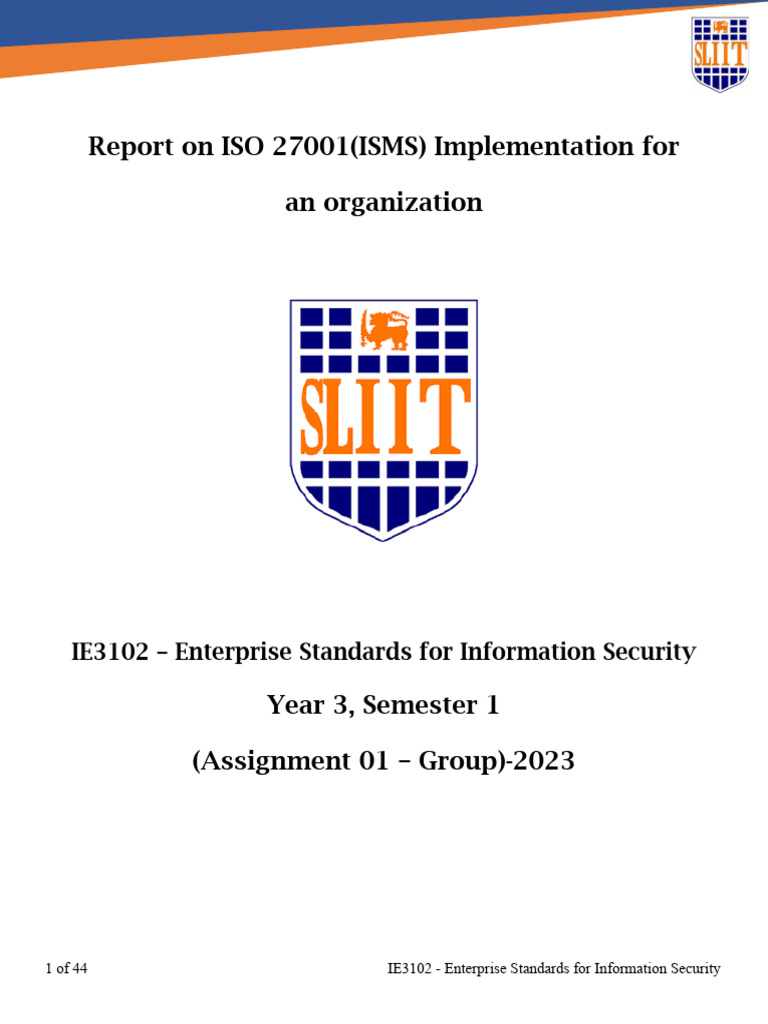 ISO 27001 Implementation Report | PDF