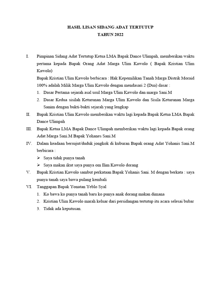 Sejarah Marga Sangaji dan Ulim Kawolo | PDF