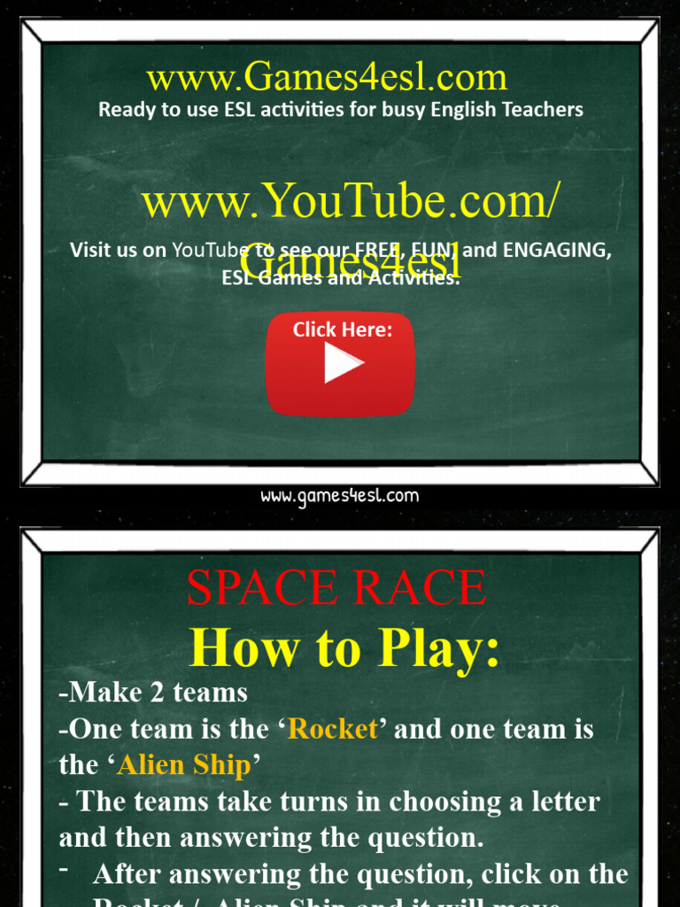 Blank Template Esl PPT Game Space Race Game | PDF