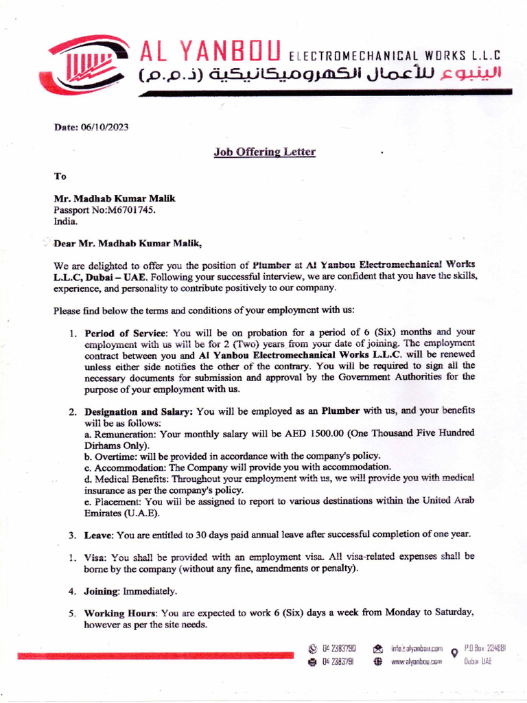 Offer Letter | PDF