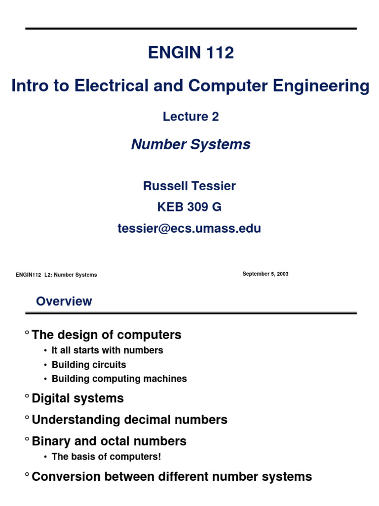 Lect02 Engin112 | PDF | Decimal | Computing