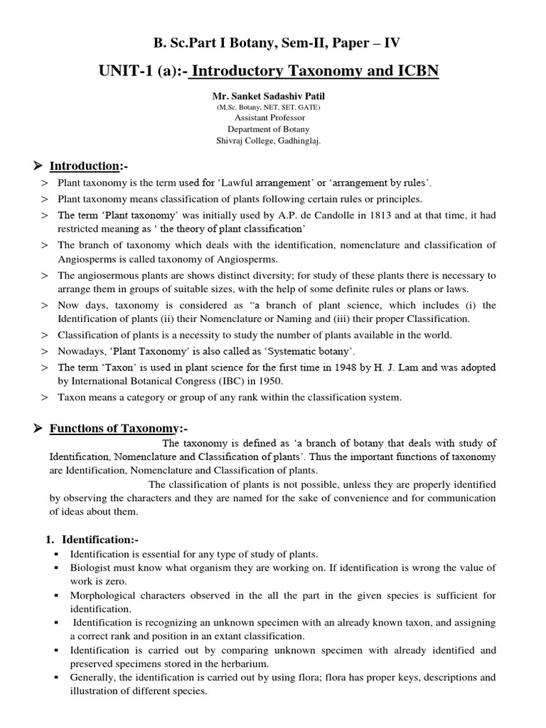 1a-Introductory Taxonomy and ICBN | PDF