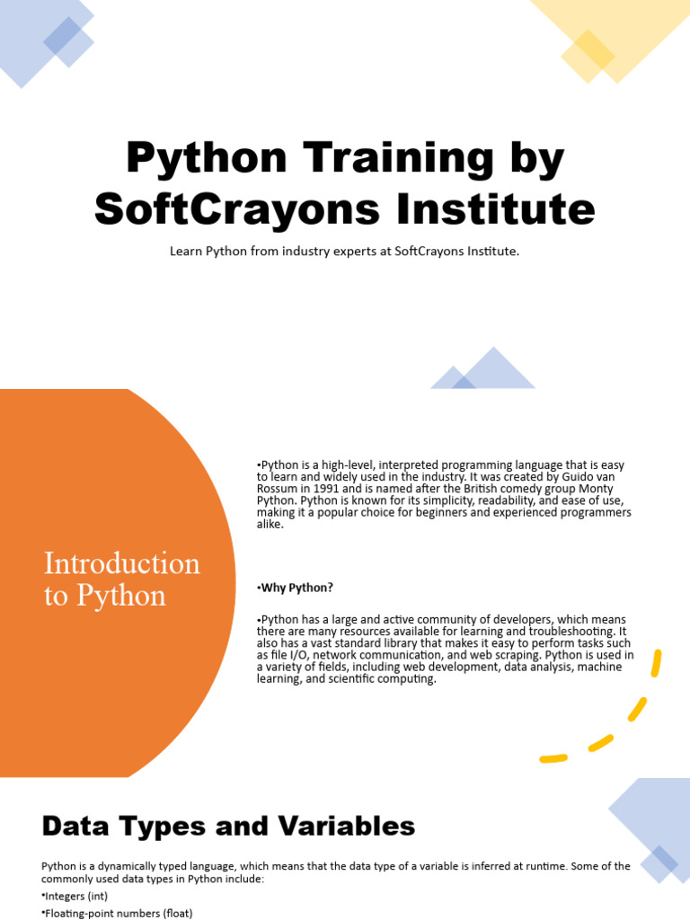 Python Training Pdf Python Programming Language Control Flow