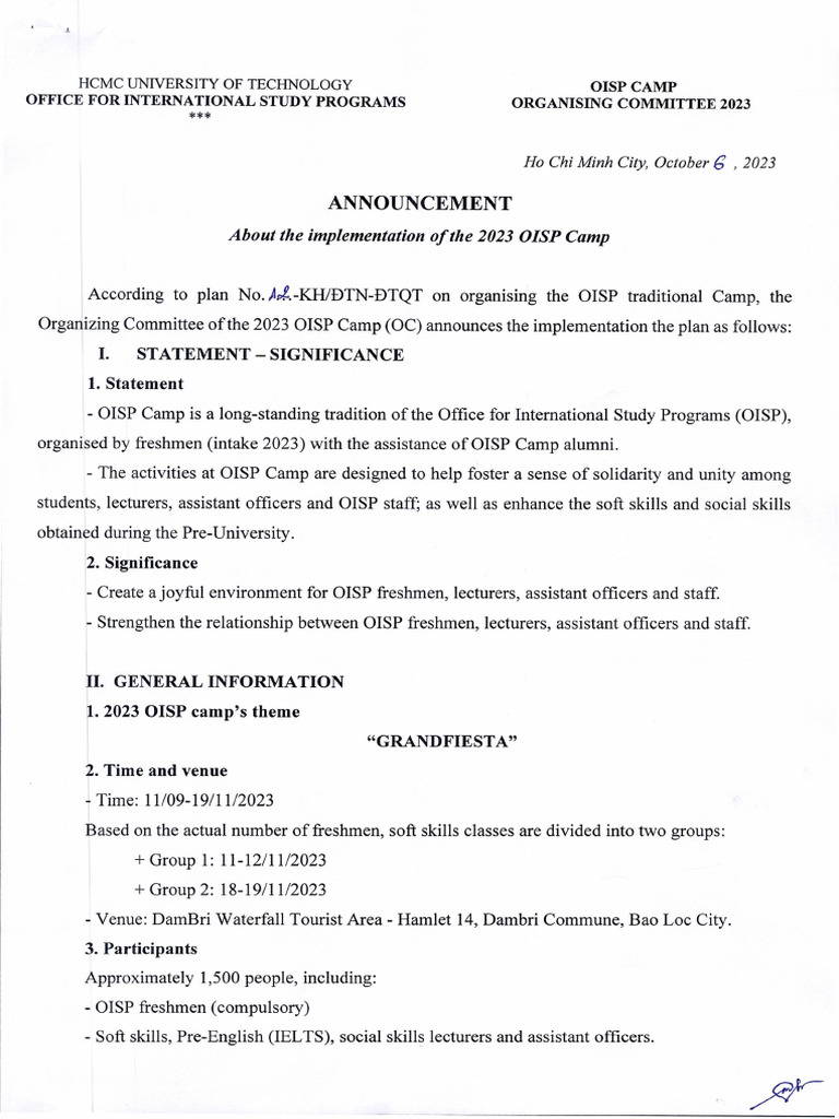 TB1_To Chuc OISP Camp 2023_ver.en | PDF