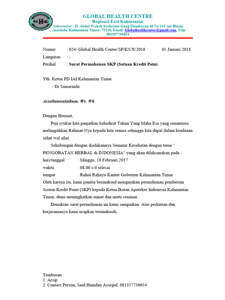 Surat Permohonan Skp Iai | PDF