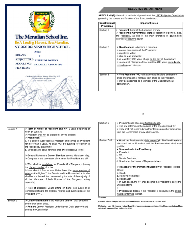 Executive Department Article Vii 7 The Main Constitutional