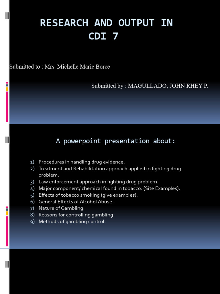 Magullado, Finals Research and Output in Cdi | PDF | Drug ...