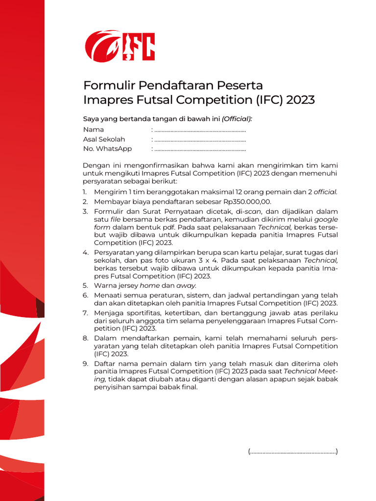 Formulir Pendaftaran IFC | PDF