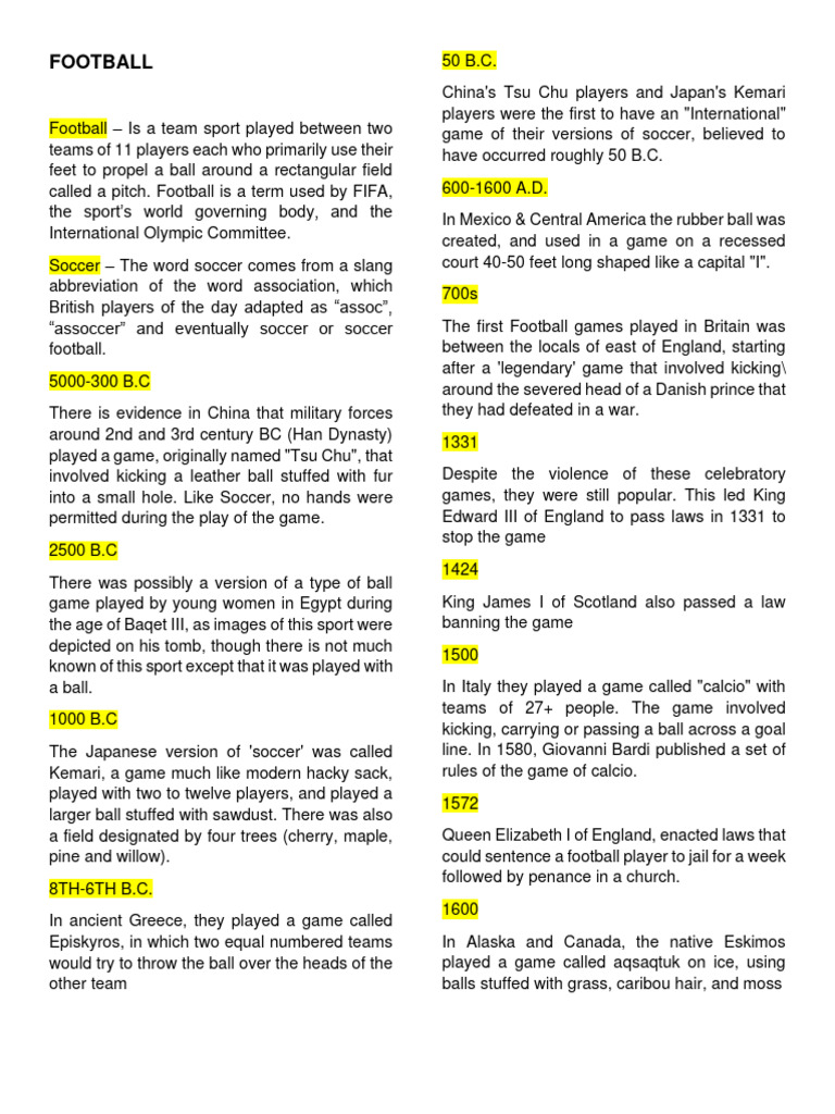 Football Handout | Download Free PDF | Association Football | Fifa ...