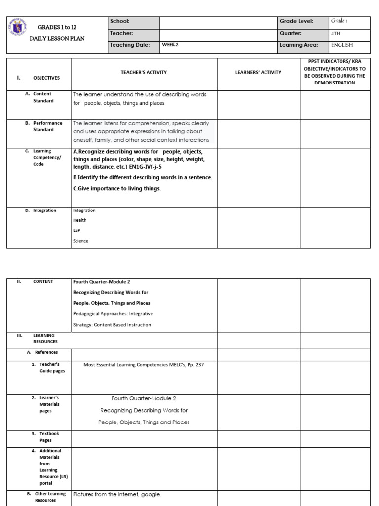 Cot DLP Eng 4TH | PDF | Learning | Intelligence