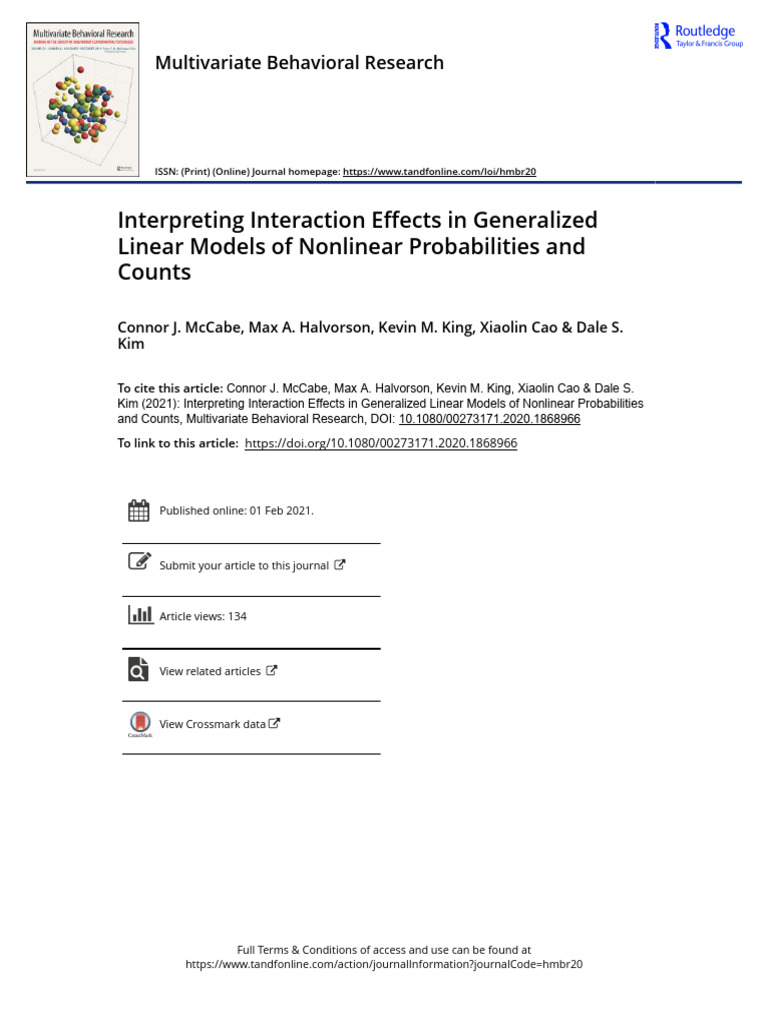 Interpreting Interaction Effects in Generalized | PDF | Logistic Regression | Linear Regression