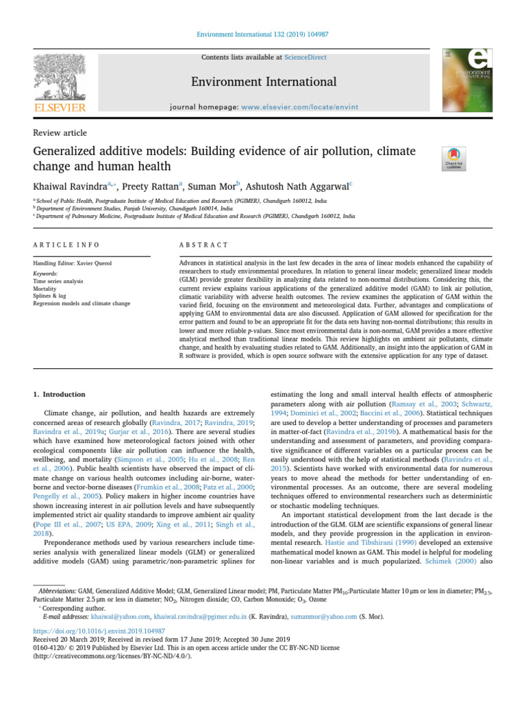 Generalized Additive Models Building Evidence of Air Pollution, Climate ...