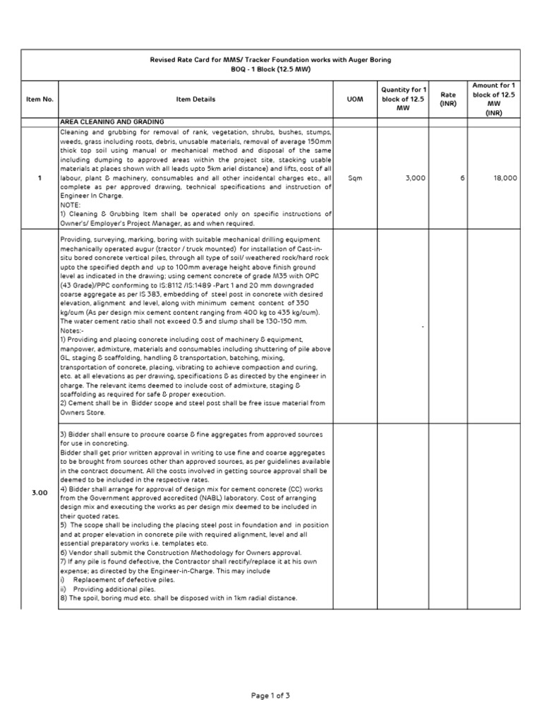 Revised Rate Card for MMS/Tracker Foundation | PDF | Deep Foundation ...