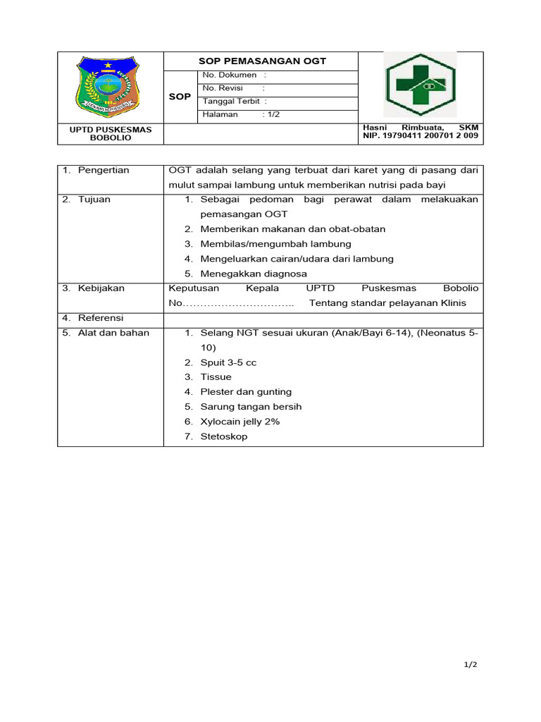 Sop Ogt | PDF | Kesehatan Holistik