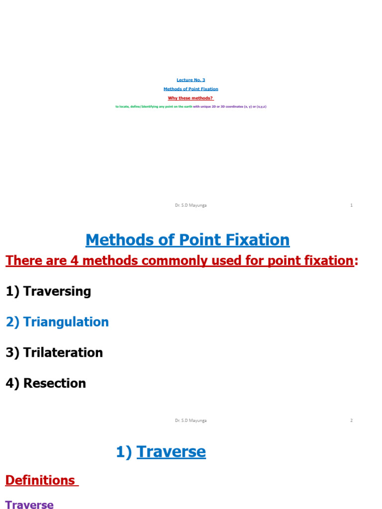 Point Fixation Methods in Surveying | PDF | Surveying | Triangle