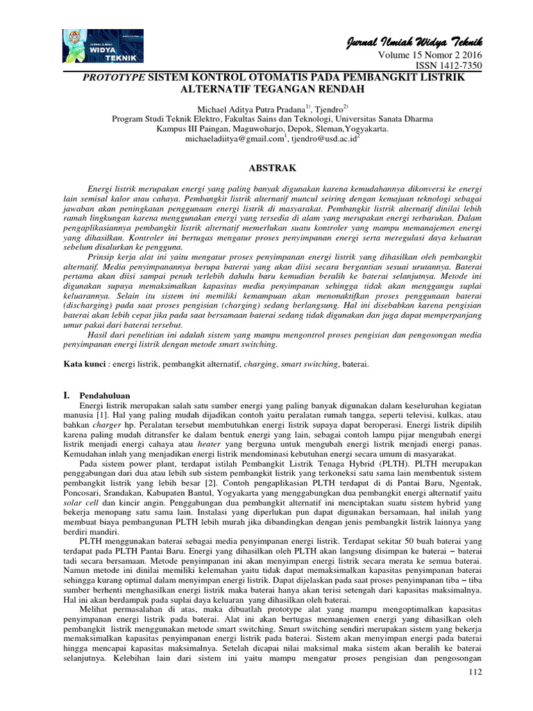 2016 - Prototype Sistem Kontrol Otomatis Pada Pembangkit Listrik | PDF