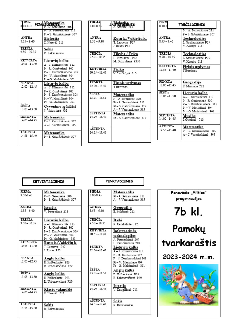 Pamoku Tvark. 7a 2023-2024 | PDF