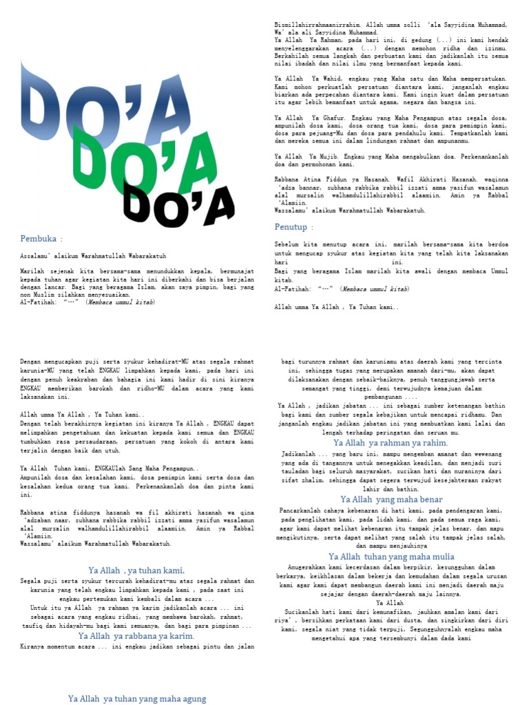Kumpulan Doa Acara Formal | PDF