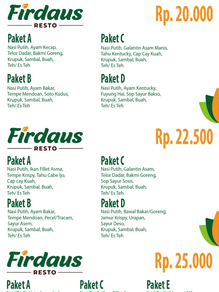 Paket Menu Buffet Firdaus Updated | PDF