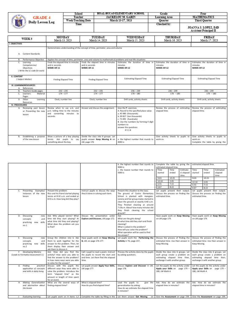 Grade 4 DLL Quarter 3 Week 5 (Sir Bien Cruz) | Download Free PDF | Differentiated Instruction ...