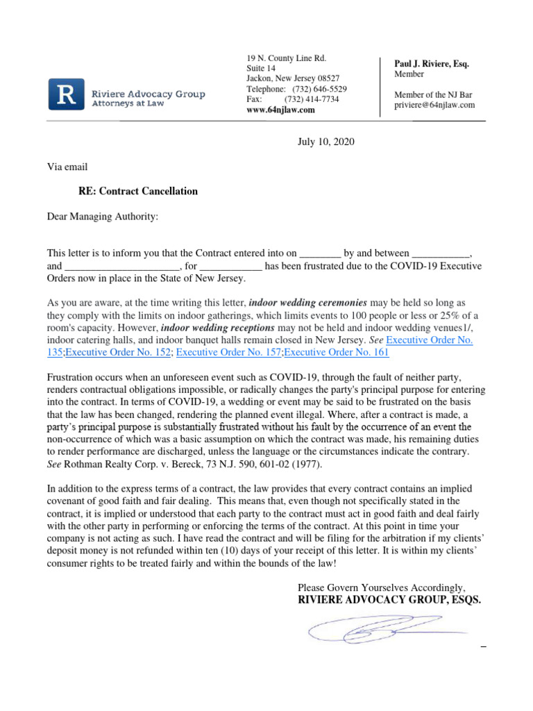 Sample Letter For Event Cancellation Due To COVID-19 | PDF