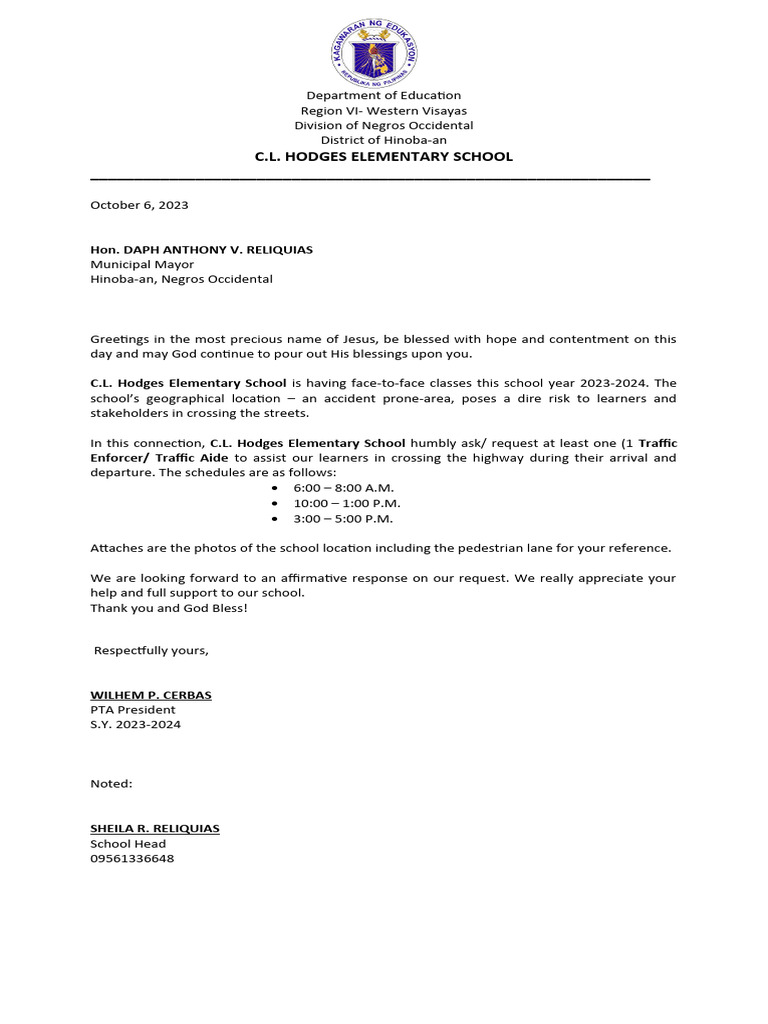 Traffic Enforcer Letter | PDF