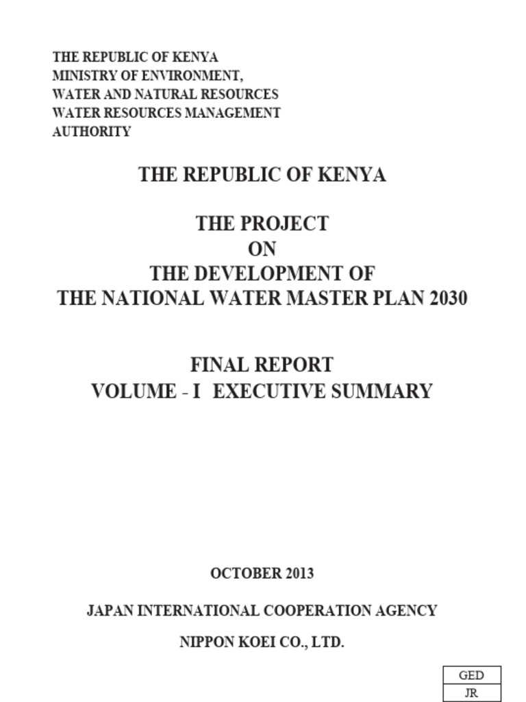 National Water Master Plan 2030 Exec. Summary Vol. 1 | PDF | Water Resources | Water