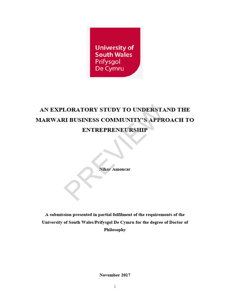 An Exploratory Study To Understand The Marwari Business Community's ... An Exploratory Study To Understand The Marwari Business Community's ...