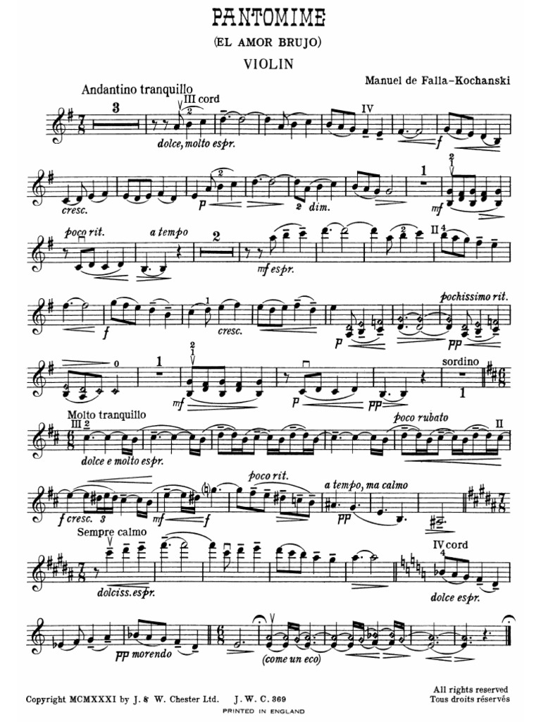 FallaKochanski Pantomime Violin | PDF