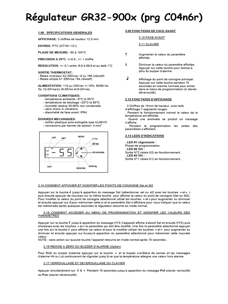 Régulateur GR32-900x : Spécifications et Utilisation | PDF | Physique ...